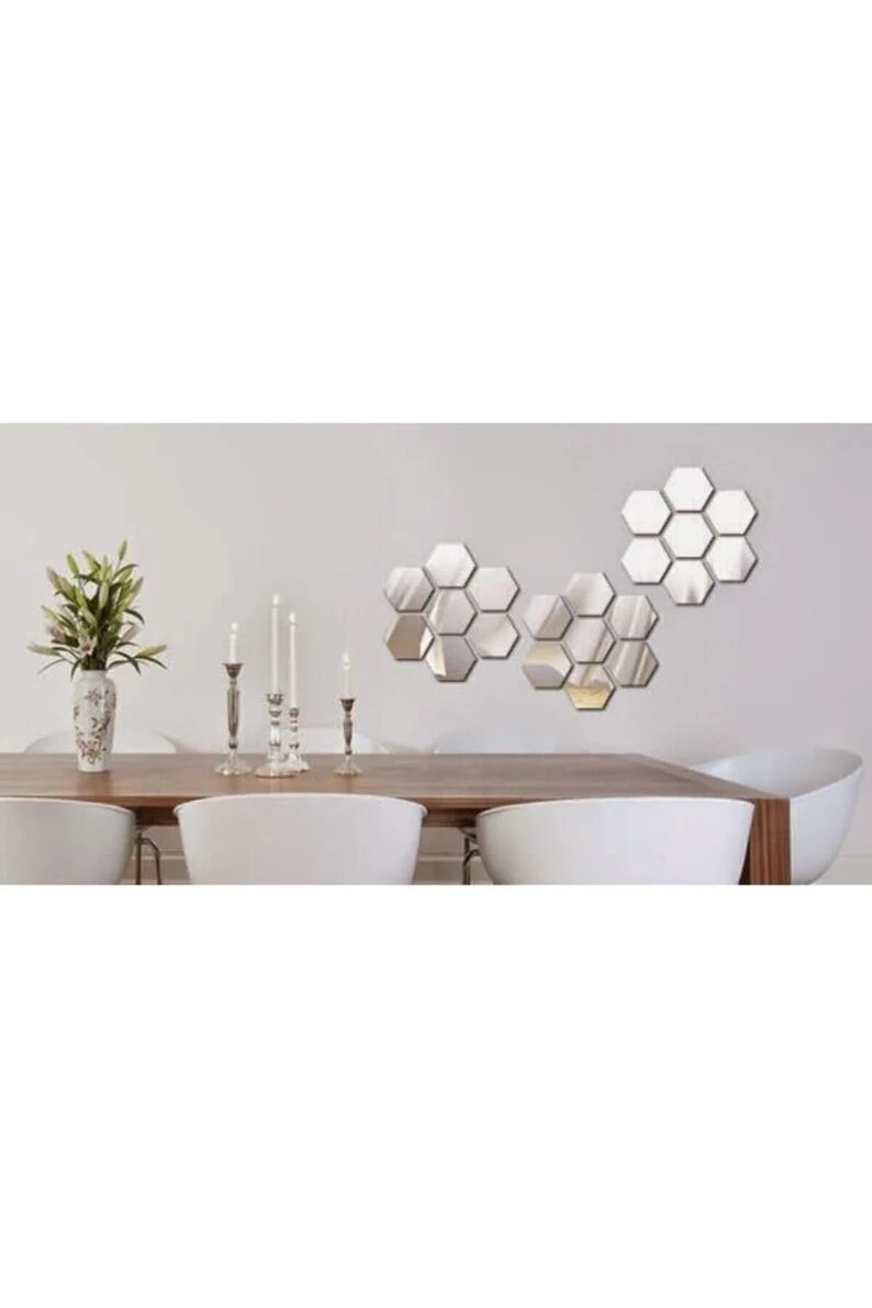 Honeycomb Wall Mirror Stickers Hexagon Mirror Wall Sticker silver Color ...