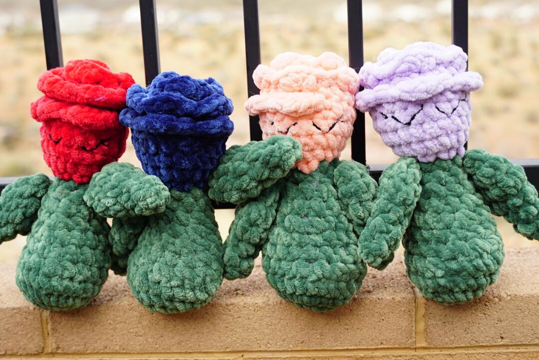 Rose Plush Toy - Crochet Flower Stuffie - Etsy