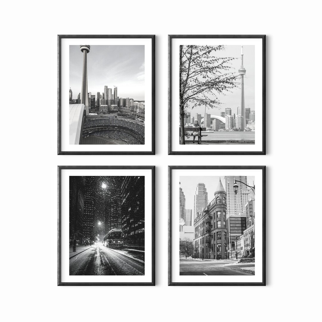 Canada Set of 4 Black and White Wall Art Toronto Photography Posters ...
