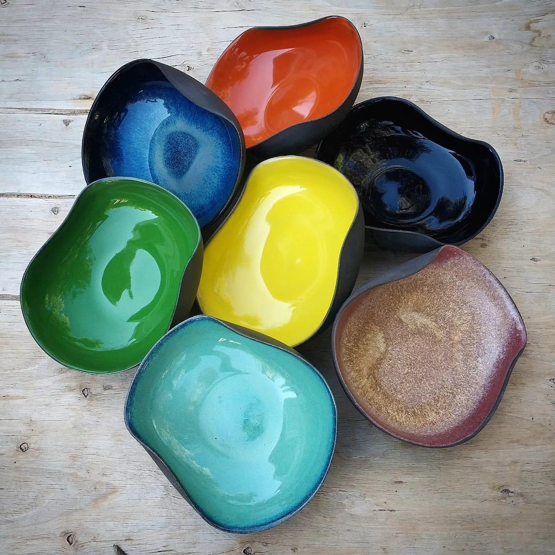 Handmade Stoneware Bowls – Vibrant Colors & Organic Shape | Unique ...