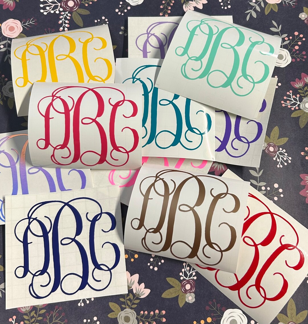 Customized Monogram Initials Decal, Name Sticker, Custom Stickers ...