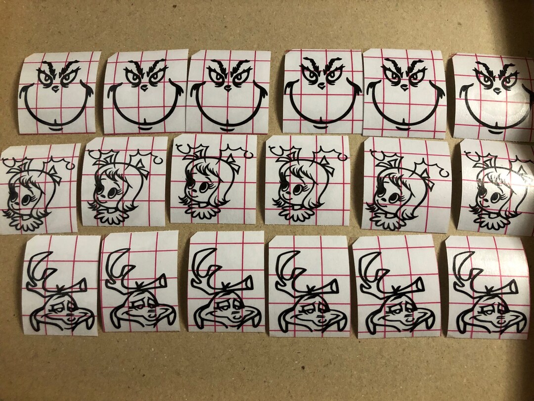 18 Piece Vinyl Decal Grinch Max the Dog cindy Lou Ornament - Etsy