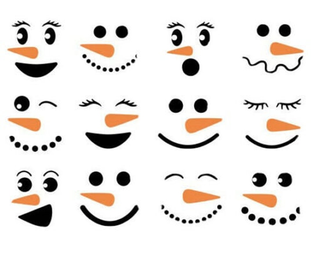 12x Vinyl Decal Snowman Faces! You Choose Size! Ornament, Mug,laptop ...
