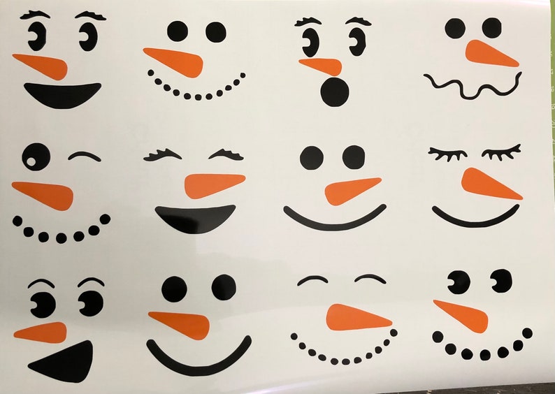 12x Vinyl Decal Snowman Faces You Choose Size Ornament - Etsy