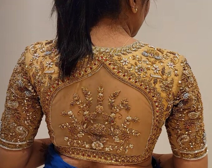 White Pearl Beaded Heavy Top Blouse Designer Saree Blouse Cocktail ...