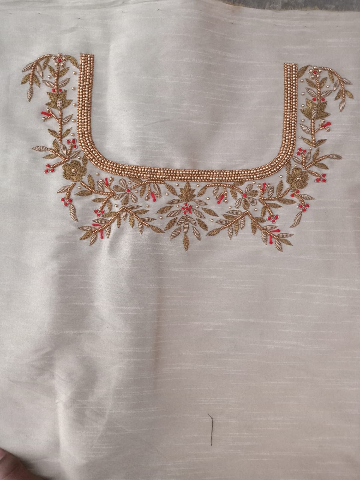 Dull Gold Maggam Work Aari Work Handmade Saree Blouse . Can Be Made in ...