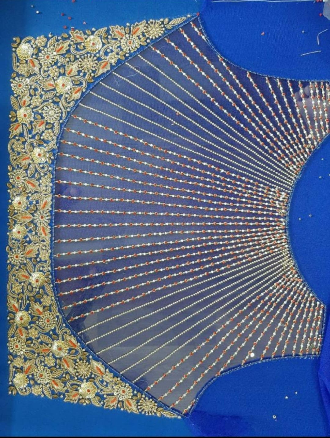 Navy Blue Maggam Work Aari Work Under 100 Dollars Handmade Silk Saree ...