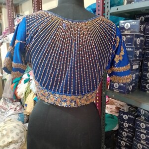 Navy Blue Maggam Work Aari Work Under 100 Dollars Handmade Silk Saree ...