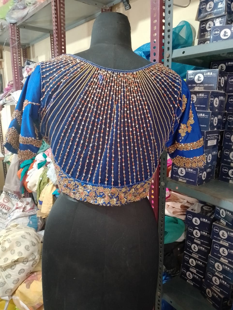 Navy Blue Maggam Work Aari Work Under 100 Dollars Handmade Silk Saree ...