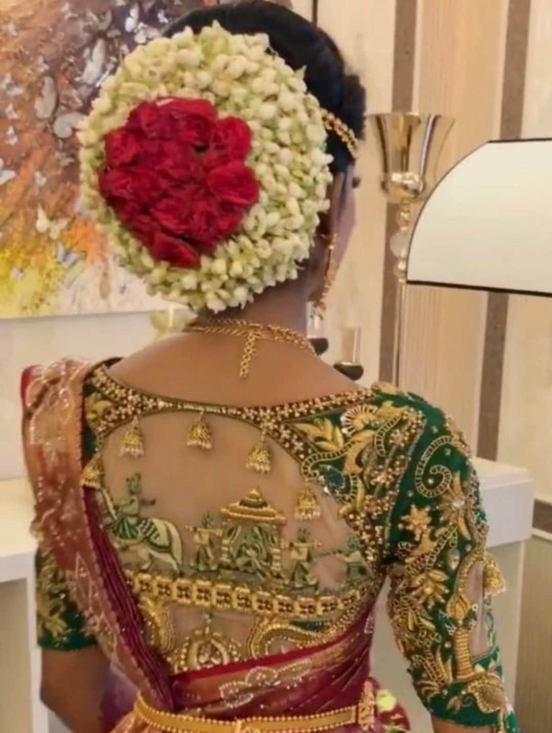 Dark Green Doli Blouse Barat Design Aari Work Saree Blouse: Heavy ...