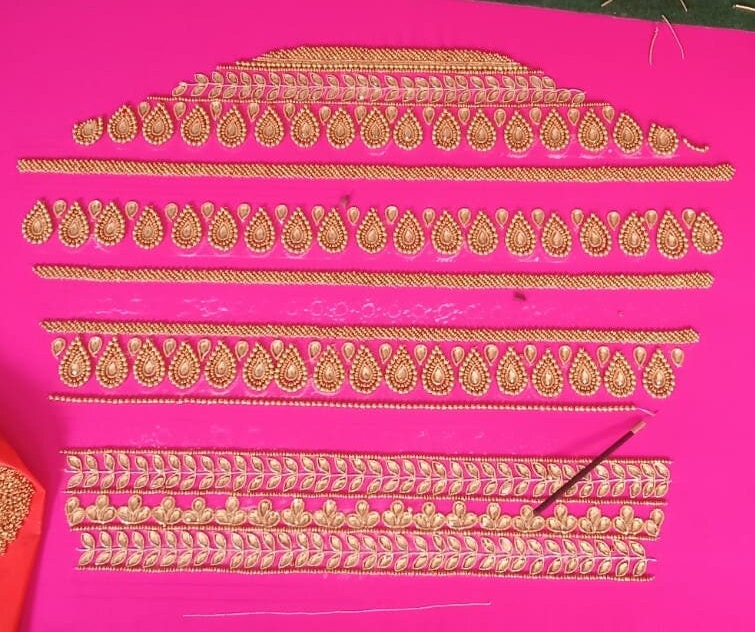 Rani Pink Maggam Work Aari Work Handmade Blouse Aari Work Zardozi ...