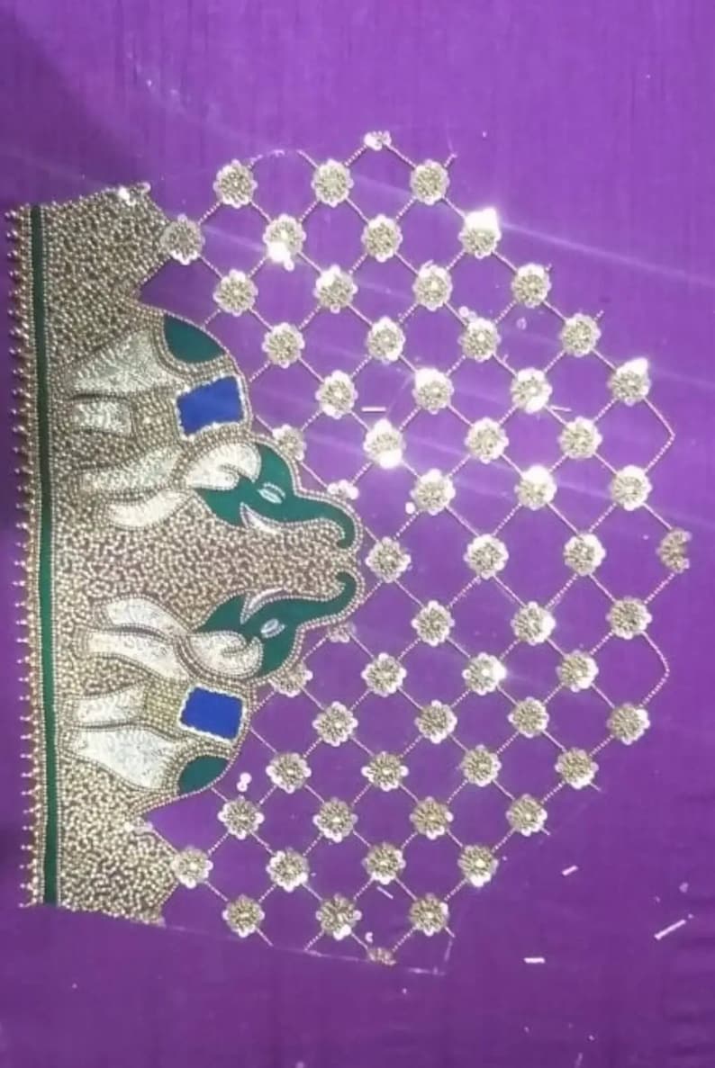 Purple Maggam Work Aari Work Handmade Saree Blouse . Made to - Etsy