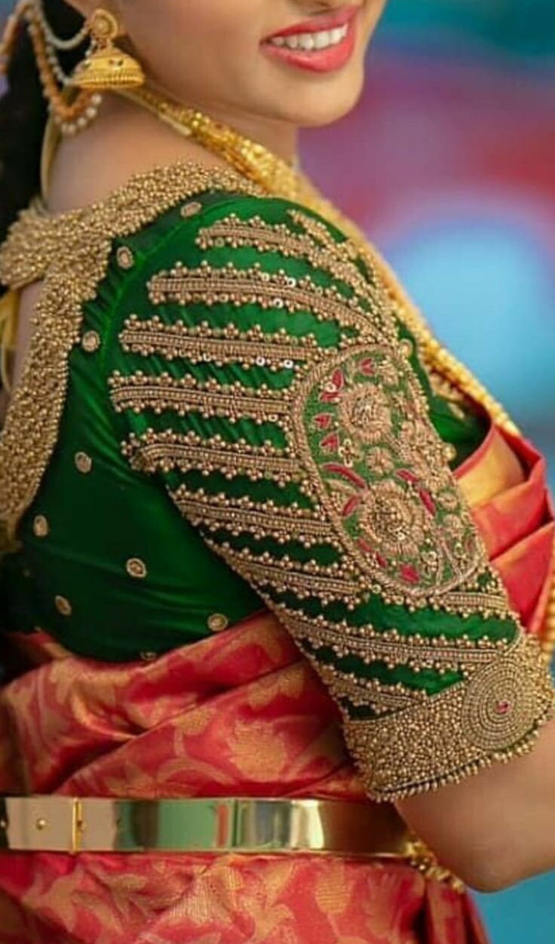 Green Maggam Work Blouse | Aari Work Saree Blouse | Aari Work Blouse ...