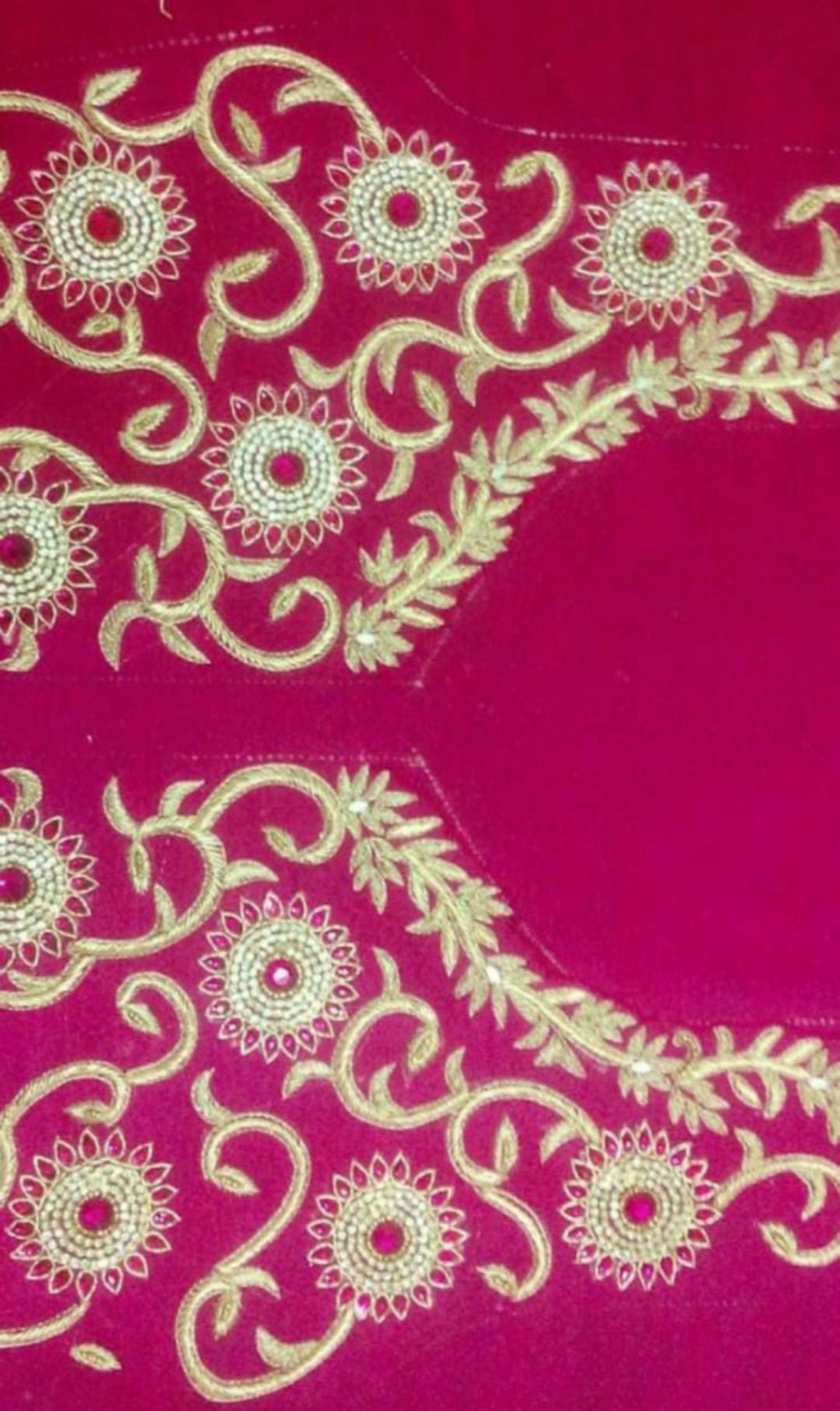 Pink Maggam Work Zardozi Handmade Indian Handworked Designer Saree ...