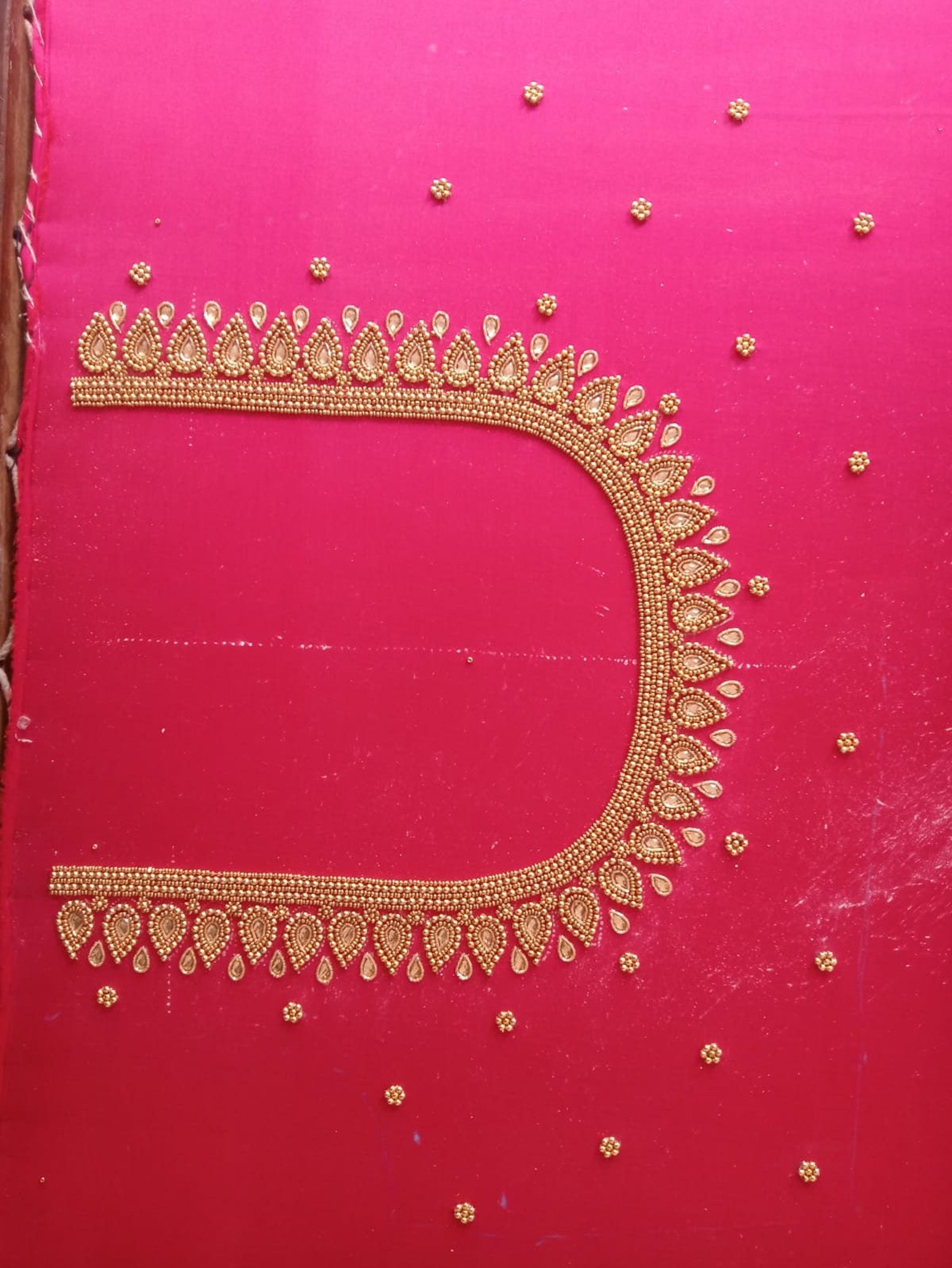 Rani Pink Maggam Work Aari Work Handmade Blouse | Aari Work | Zardozi ...