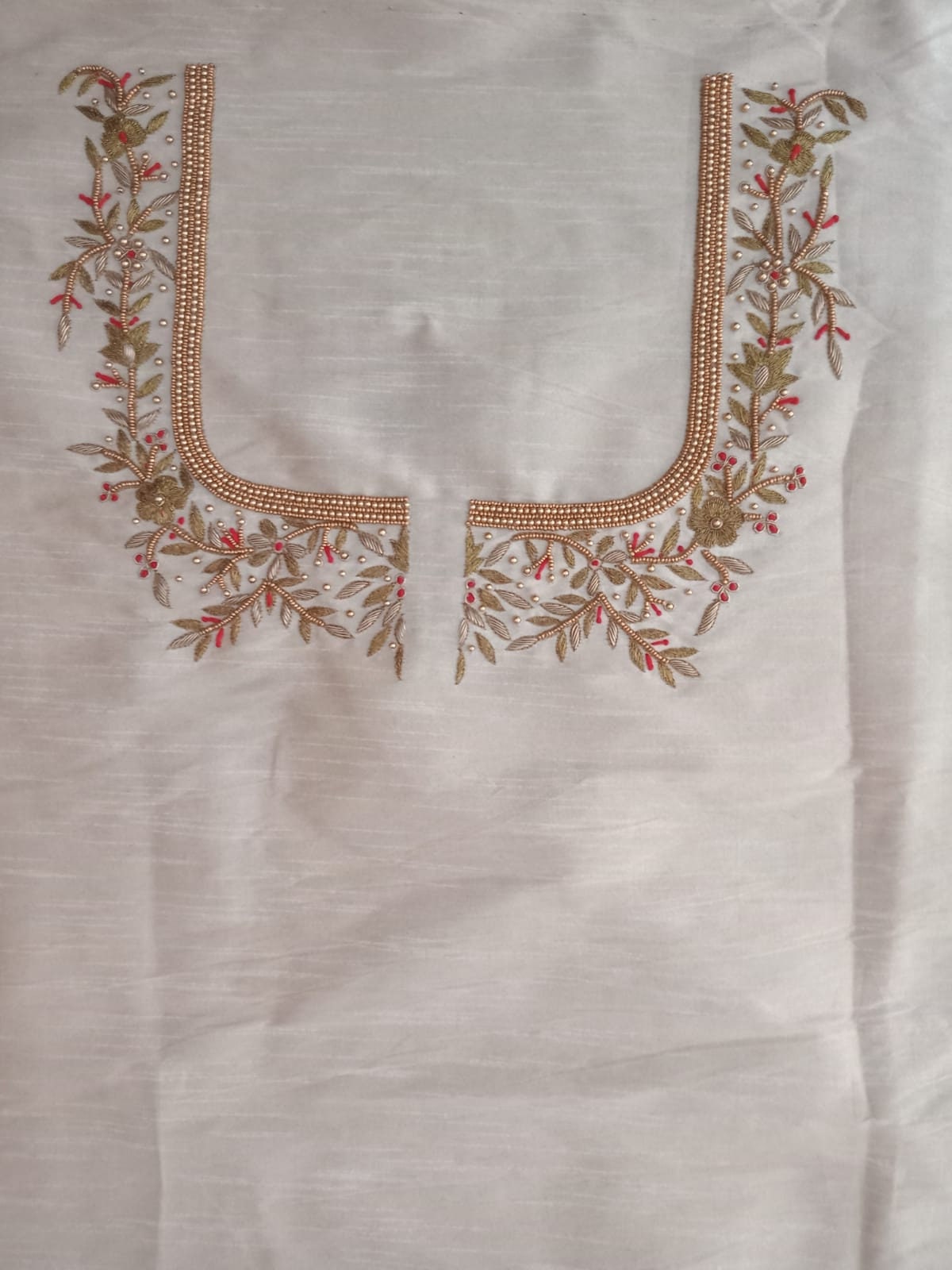 Dull Gold Maggam Work Aari Work Handmade Saree Blouse . Can Be Made in ...