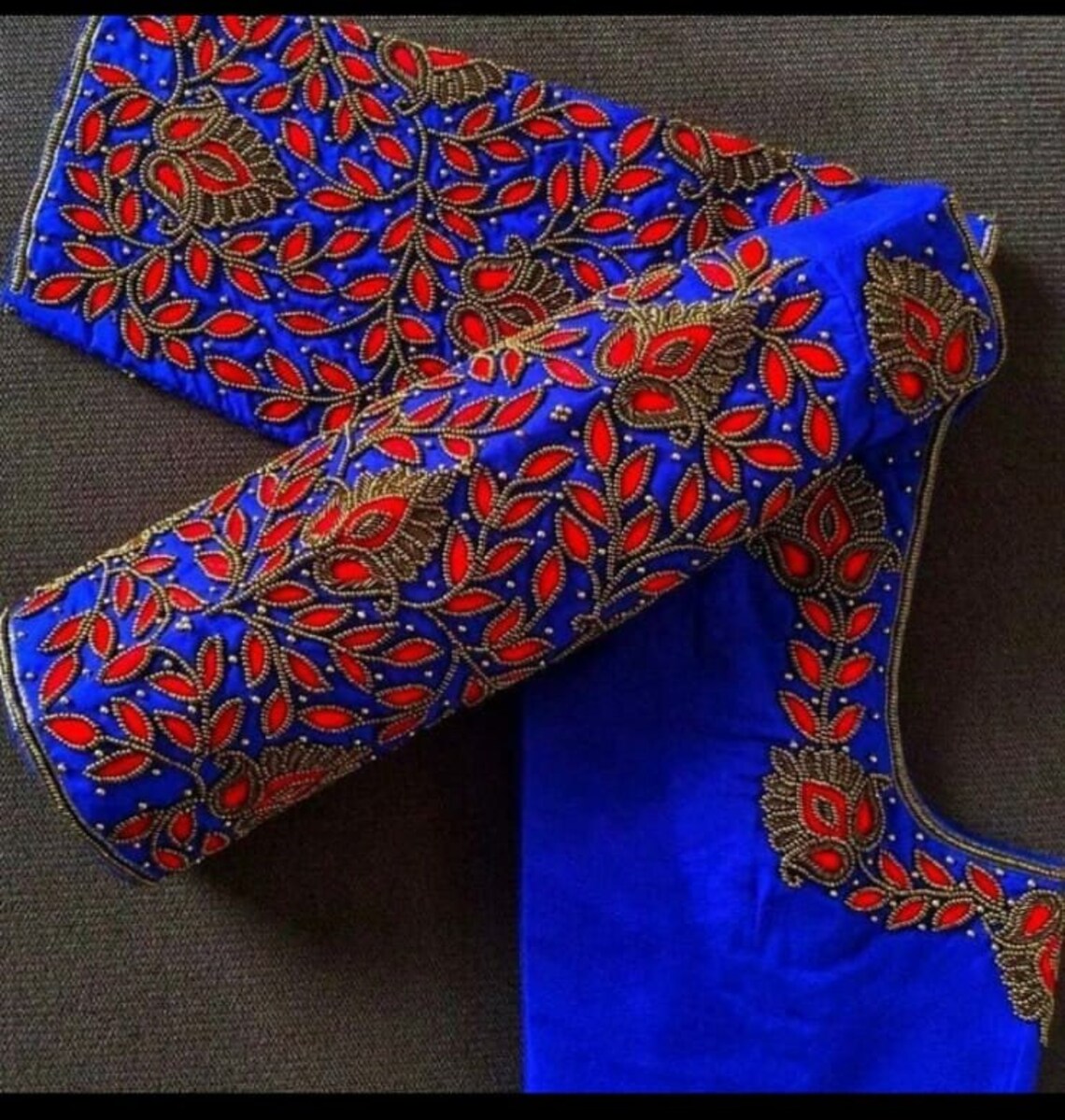 Buy Royal Blue Maggam Work Blouse Aari Work Saree Blouse Aari Online in ...