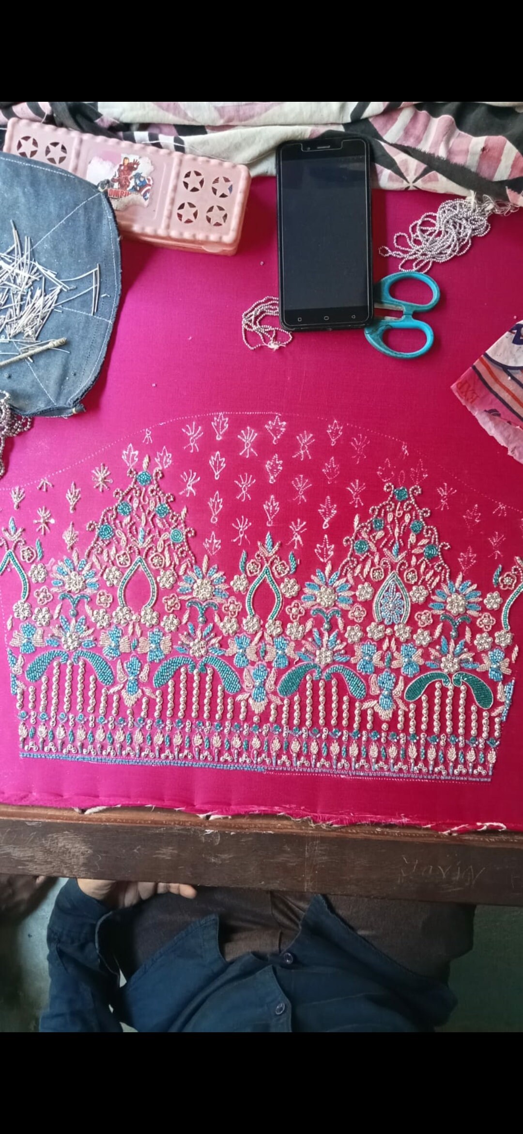 Rani Pink Blue Maggam Work Aari Work Handmade Blouse Aari - Etsy