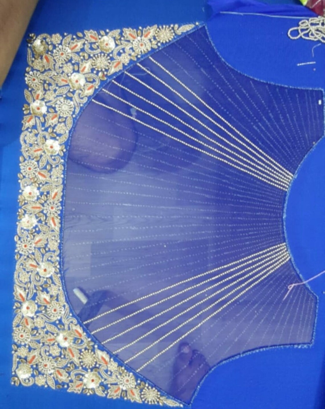 Navy Blue Maggam Work Aari Work Under 100 Dollars Handmade - Etsy