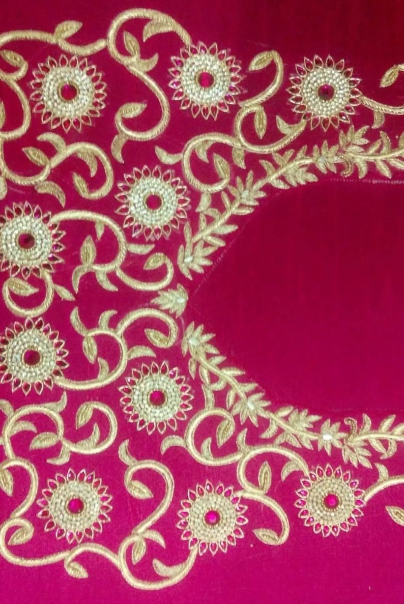 Pink Maggam Work Zardozi Handmade Indian Handworked Designer Saree ...