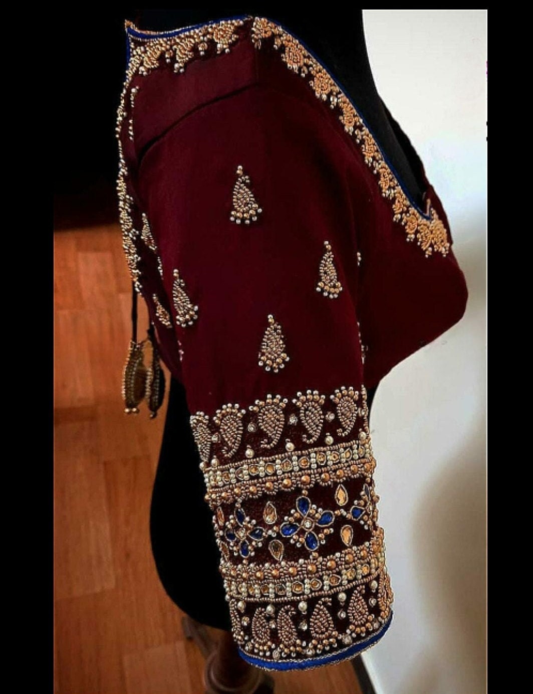 Dark Maroon Maggam Work Aari Work Handmade Blouse | Aari Work | Zardozi ...