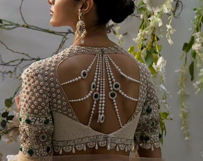 Pearl Work Saree Blouse Aari Work Handmade Saree Blouse . Made to Your ...