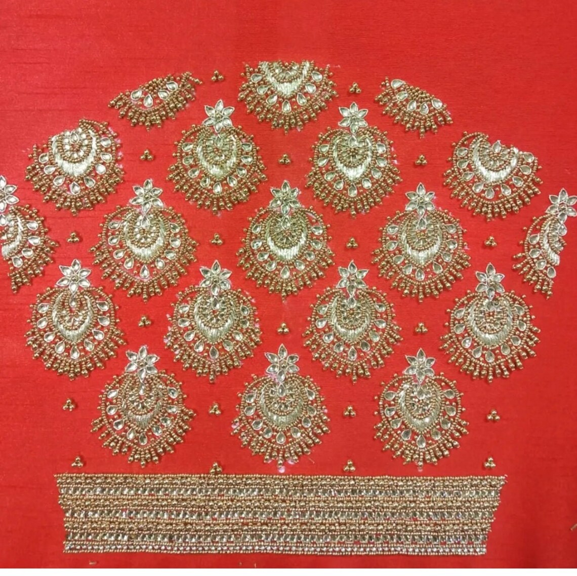 Red Gold Maggam Work Aari Work Handmade Saree Blouse . Made to Your ...
