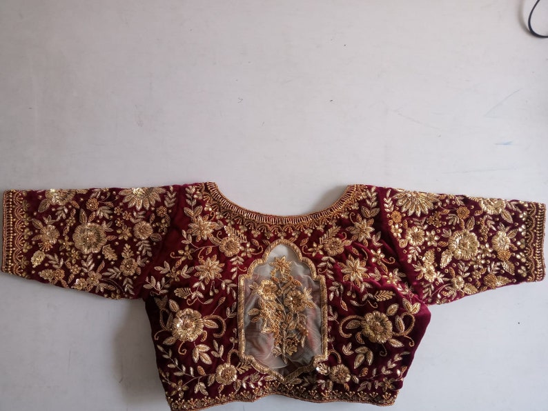 Wine Red Maroon Zardozi Work Blouse Aari Work Saree Blouse Aari Work ...