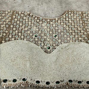 Long Sleeves Pearl Work Blouse Saree Aari Work Handmade Saree Blouse ...