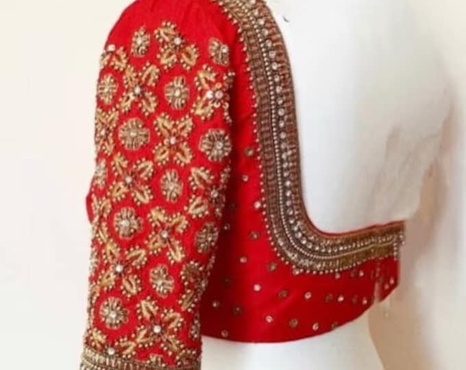 Gold and Silver Zardozi Work Bridal Blouse Aari Work Saree Blouse Aari ...