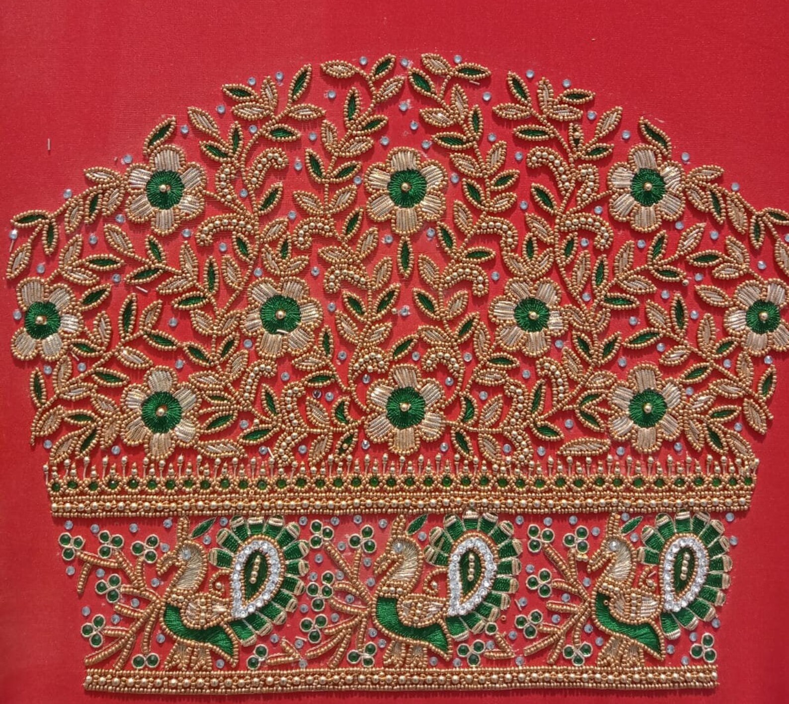 Buy Dark Green Maggam Work Aari Work Handmade Saree Blouse . Made ...