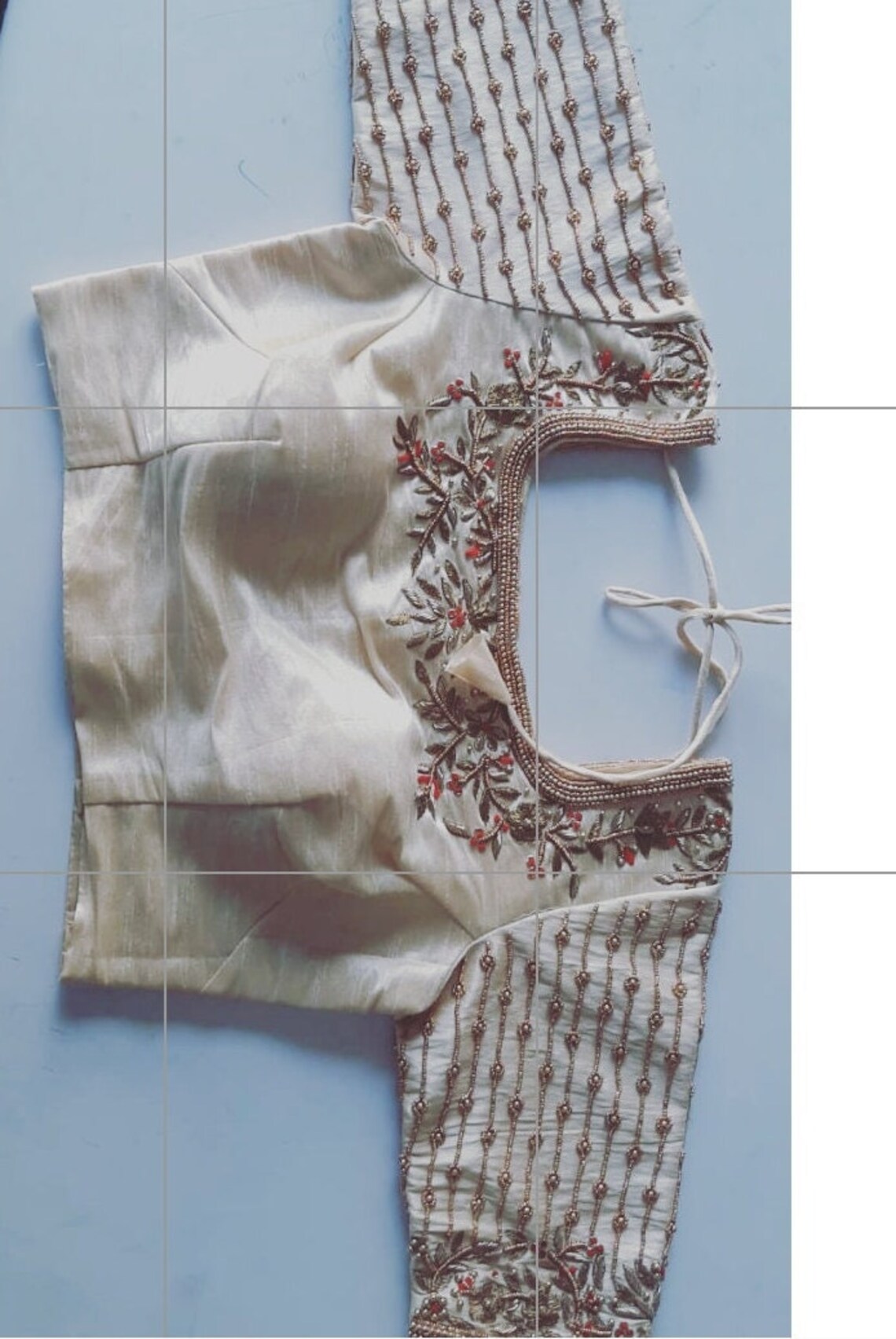 Dull Gold Maggam Work Aari Work Handmade Saree Blouse . Can Be Made in ...