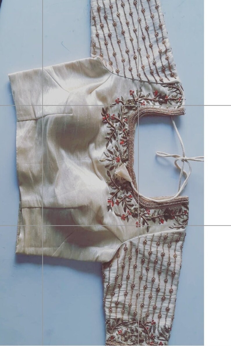 Dull Gold Maggam Work Aari Work Handmade Saree Blouse . Can Be Made in ...