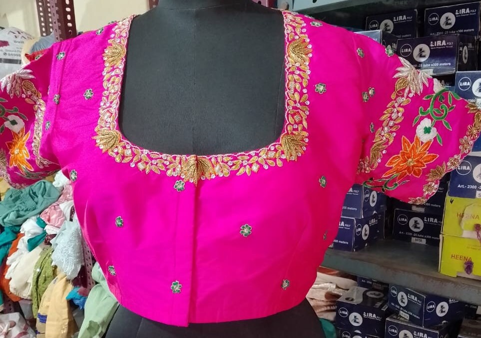 Rani Pink Maggam Work Aari Work Handmade Blouse Aari Work Zardozi ...