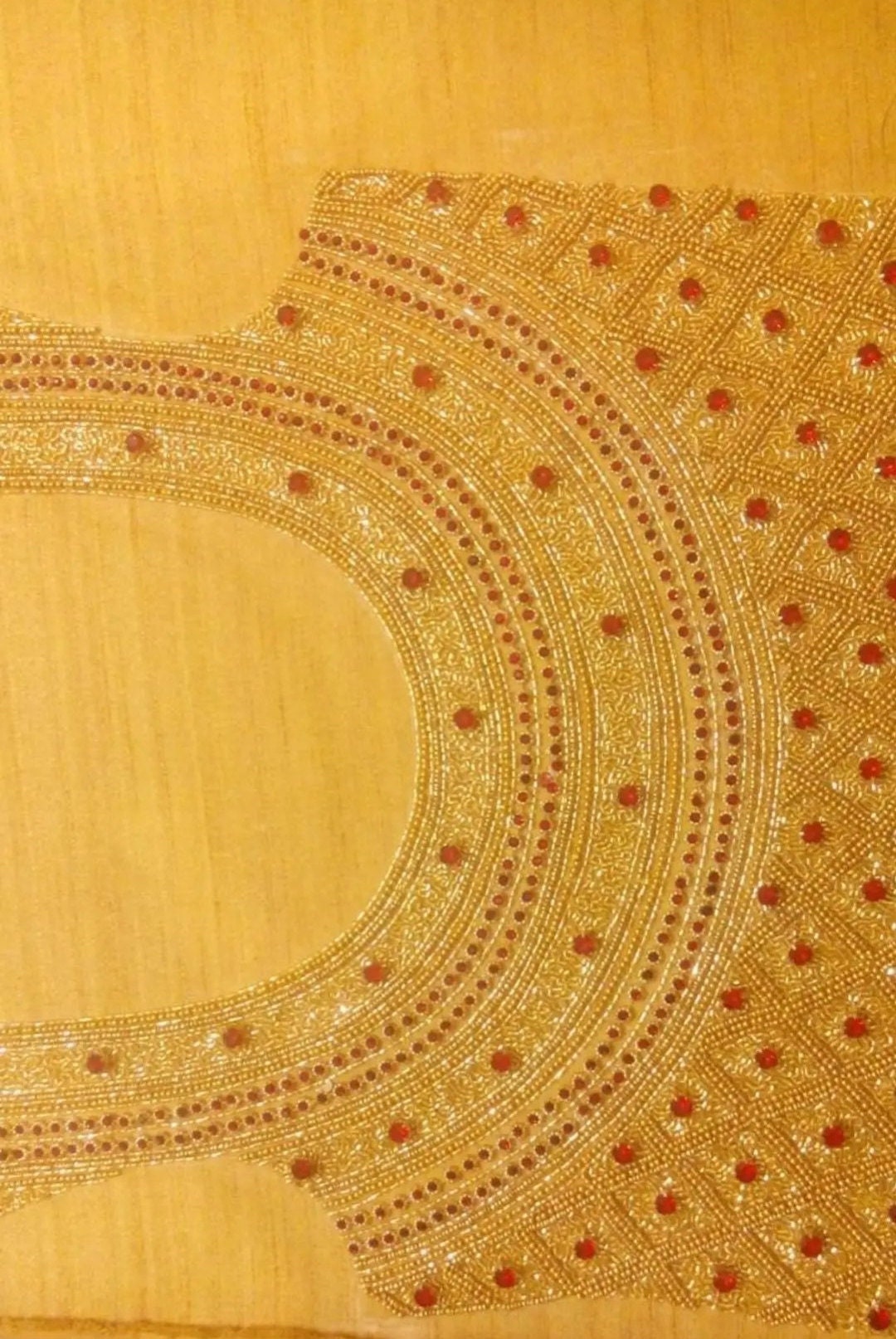 Designer Blouse Maggam Work Gold and Red - Etsy