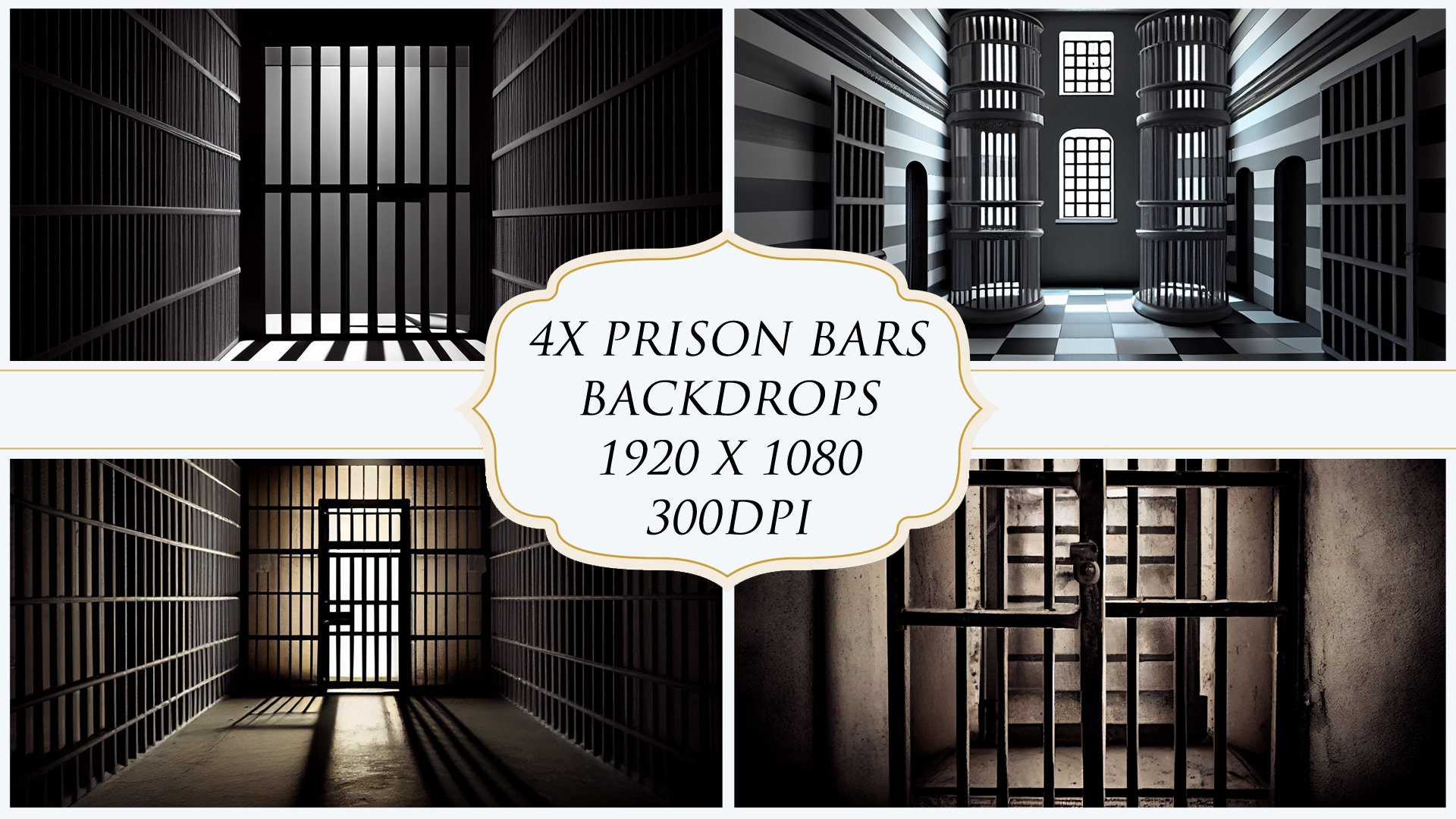Prison Bars Streamer Background Bundle, Green Screen Overlay, Visual ...