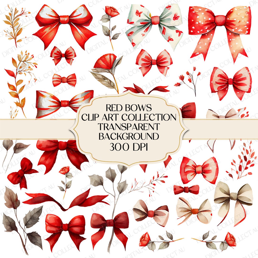 Watercolor Red Bows Clip Art Png,bows Digital Paper,png Ribbons ...