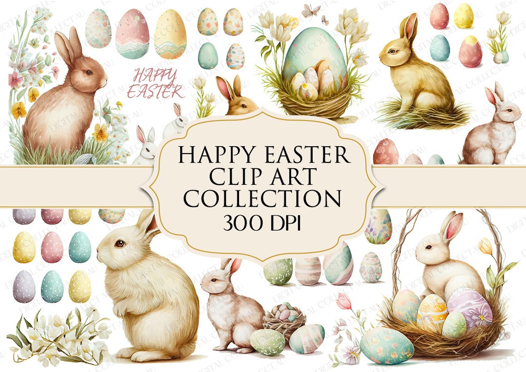 Watercolor Easter Clip Art PNG, Easter Digital Paper, Png Files for ...