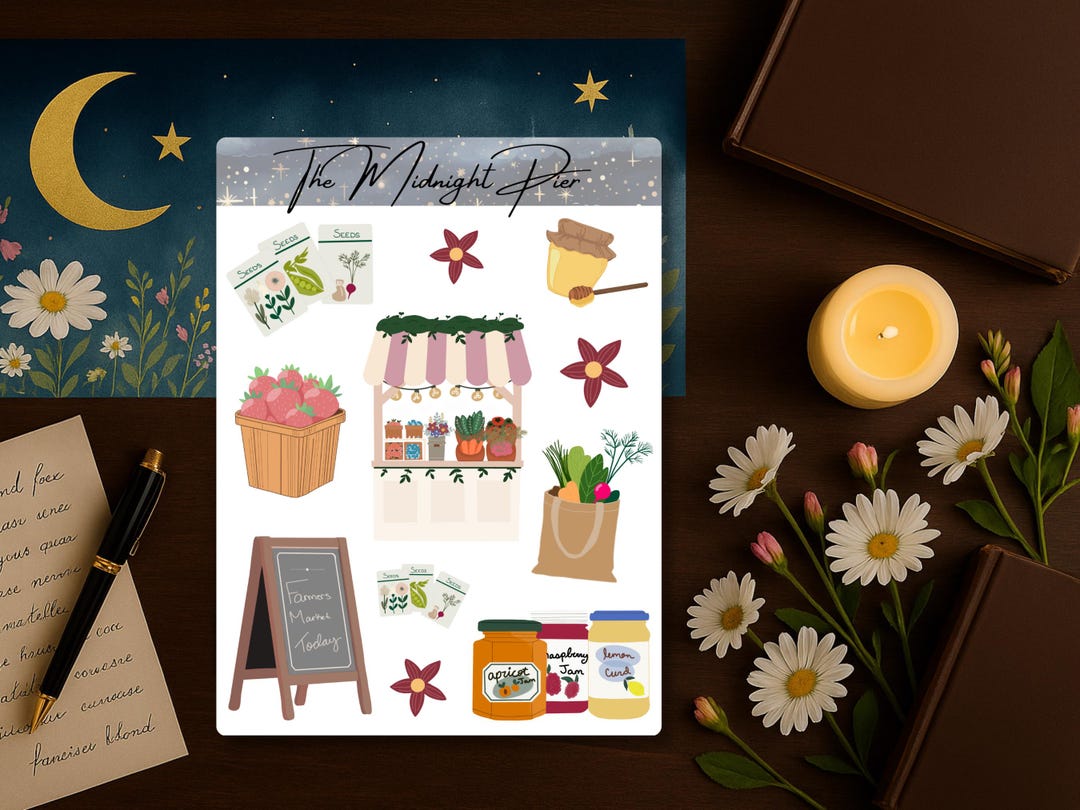 Farmers Market Sticker Sheet – Fresh Produce, Jam Jars, Seed Packets ...
