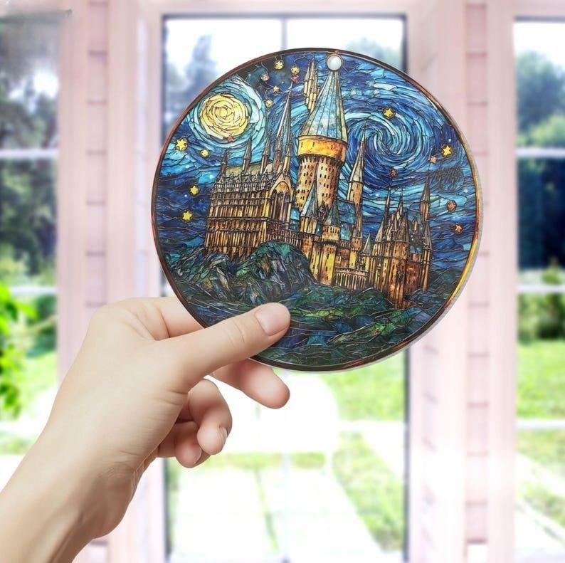 Wizard Castle Stained Glass Suncatcher, Book Lover Gift, Wizard School ...