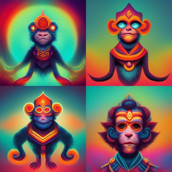 Monkey Psychedelic - Etsy