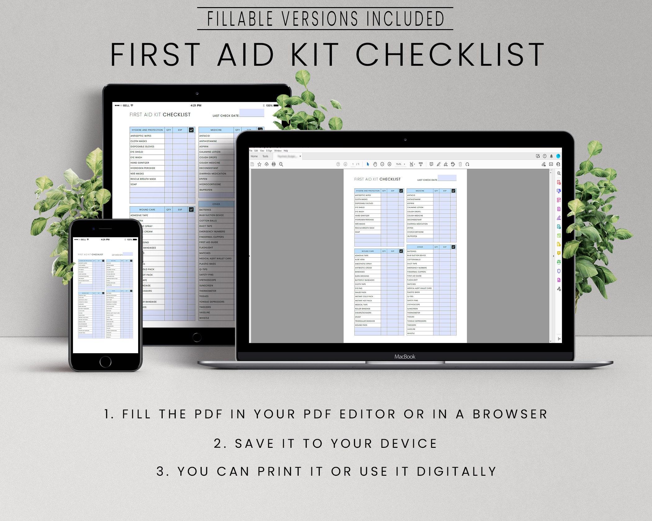 First Aid Kit Checklist Printable PDF Template Emergency - Etsy Canada