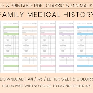 Family Medical History Printable PDF Template, Health Log, Medical ...
