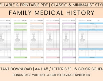 Printable Family Medical History Checklist Template - Etsy