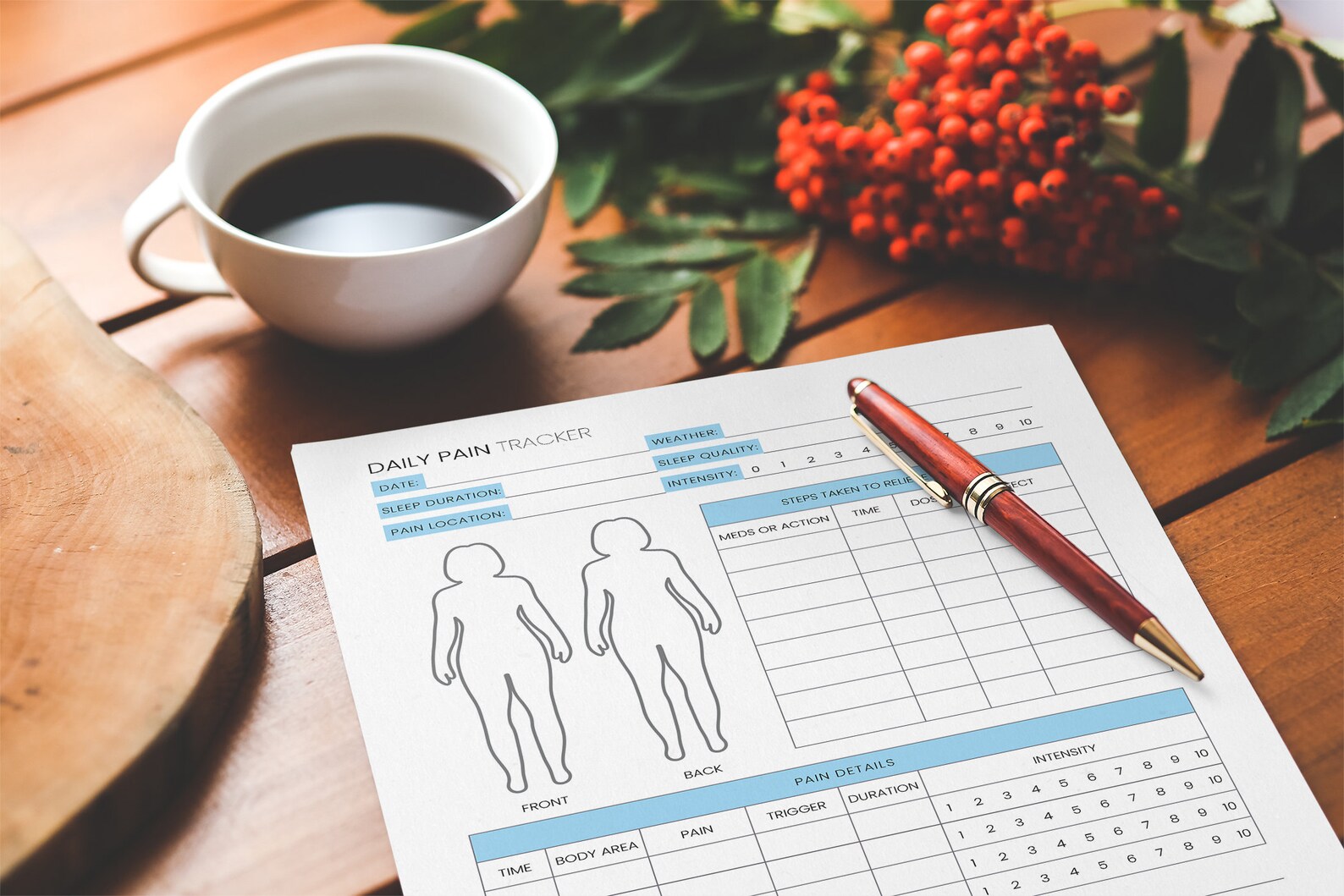 Daily Pain Tracker, Pain Log, Health Tracker Printable, Chronic Pain ...