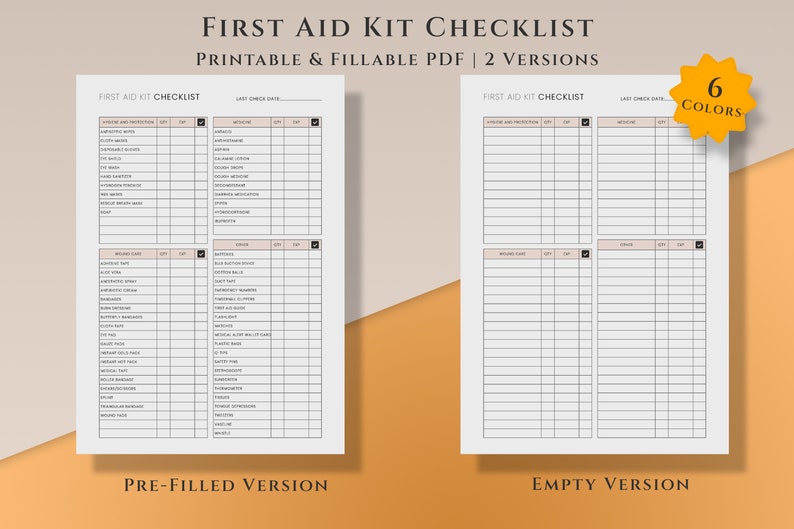 First Aid Kit Checklist Printable PDF Template Emergency - Etsy Canada