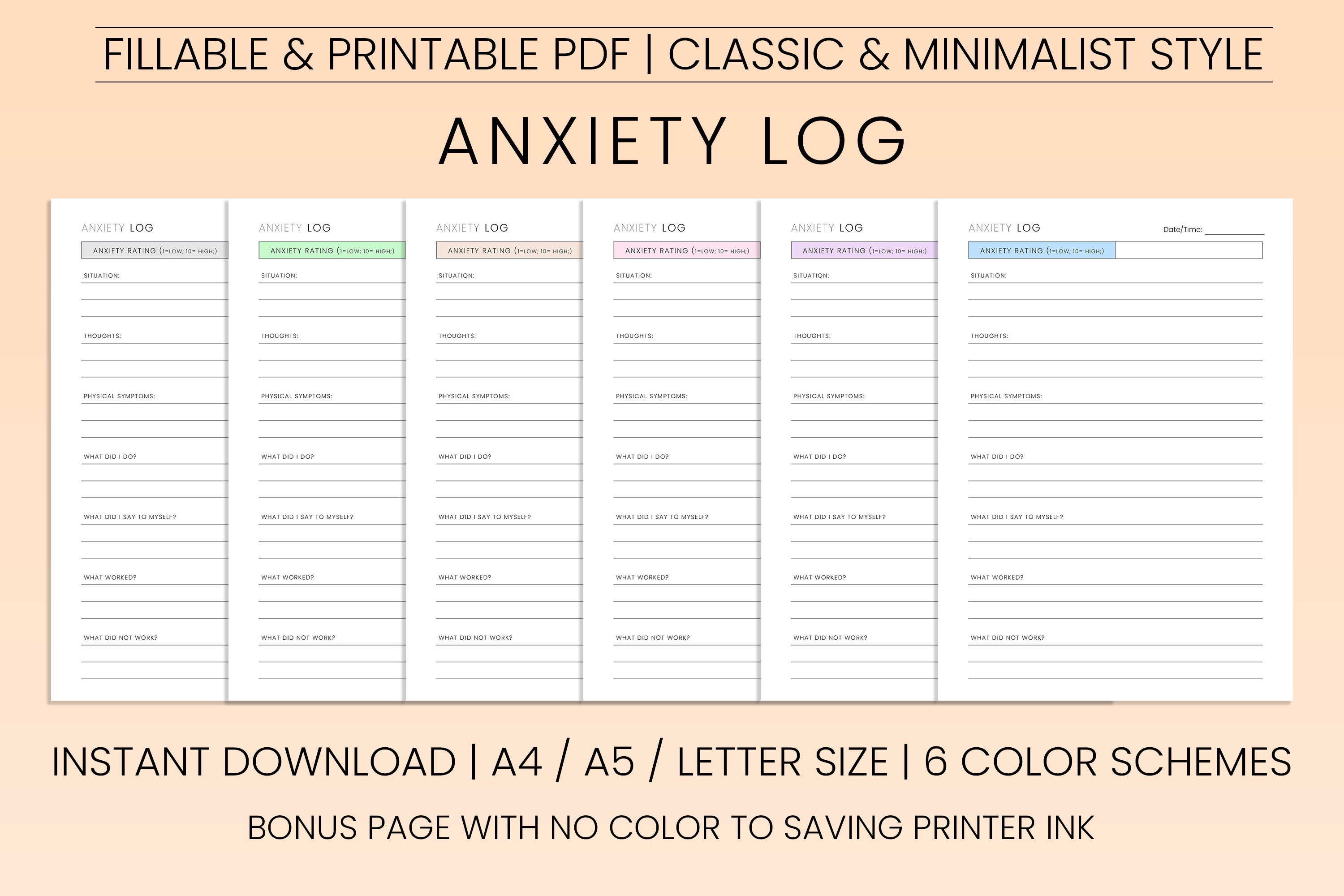Printable Anxiety Log Anxiety Tracker PDF Anxiety Etsy Canada Printable Anxiety Log Anxiety Tracker PDF Anxiety Etsy Canada