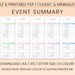 Printable Event Summary Template PDF, Party Organizer, Binder Insert ...