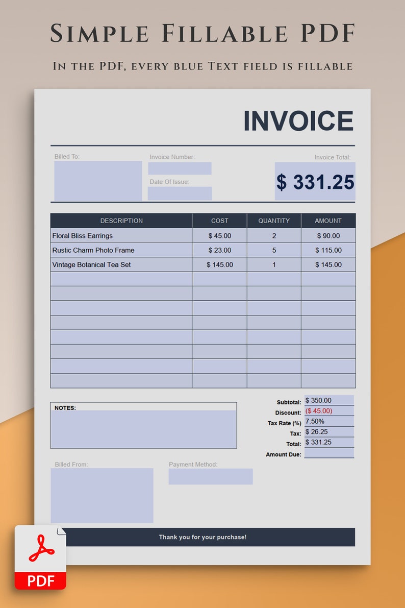 Professional Invoice Template Word & PDF, Simple, Clean and ...