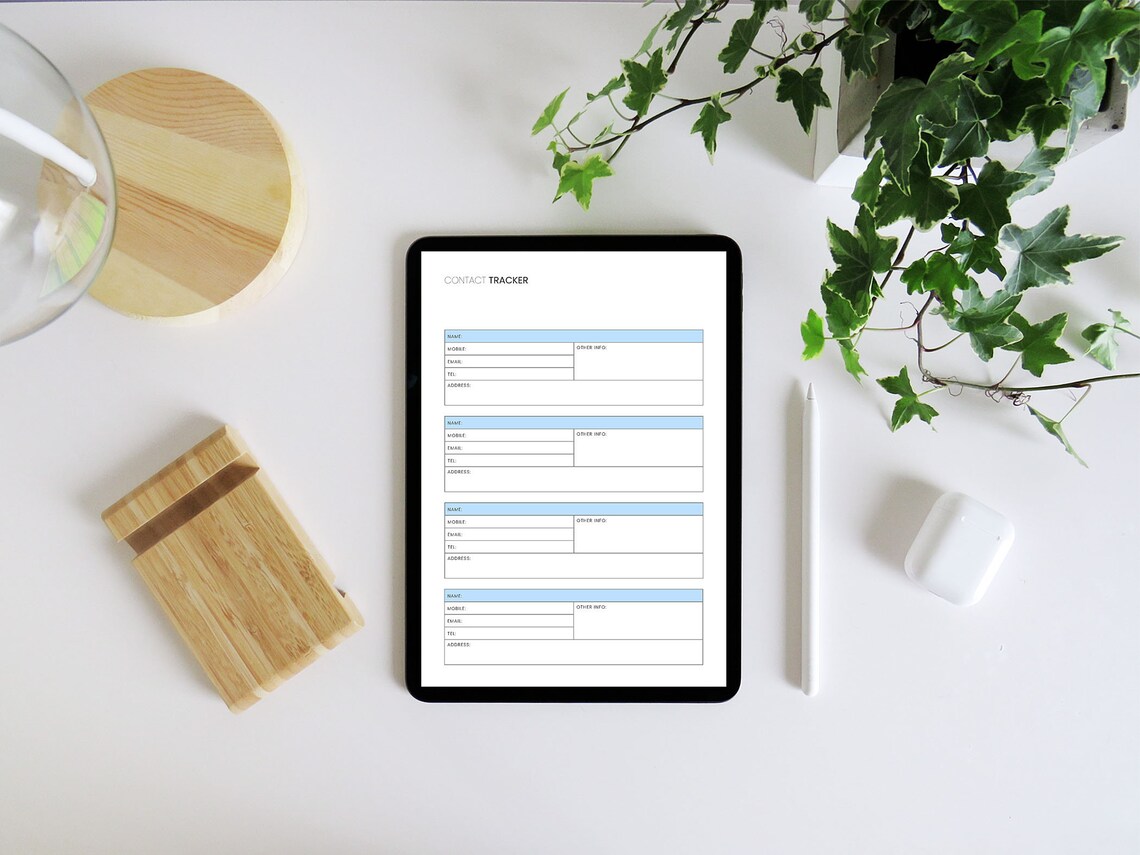 Printable Contact Tracker Template PDF, Digital Address Book, A4/A5/US ...